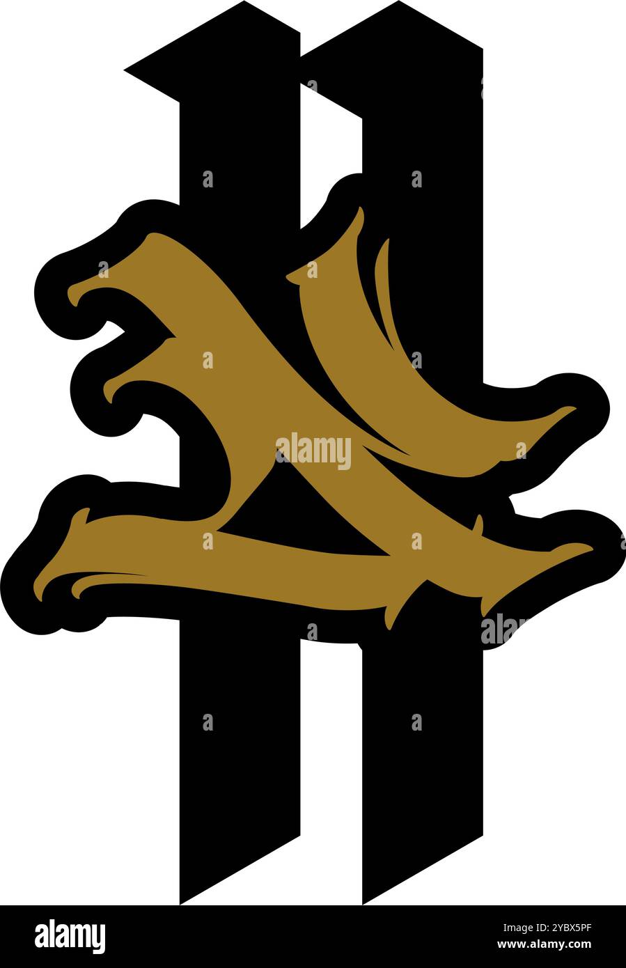 Letter N in graffiti and gothic style. Vector. Graffiti, tag and ...