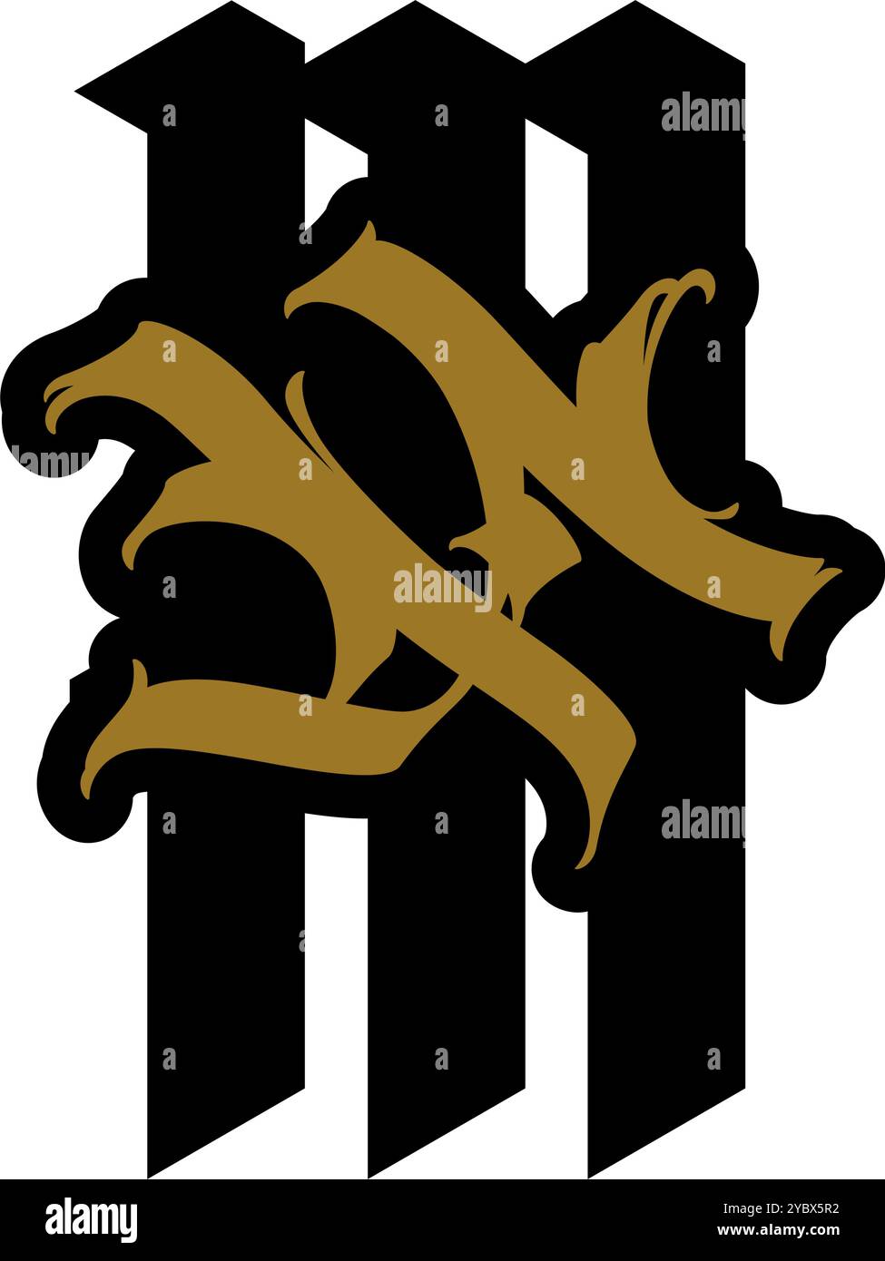 Letter M in graffiti and gothic style. Vector. Graffiti, tag and ...