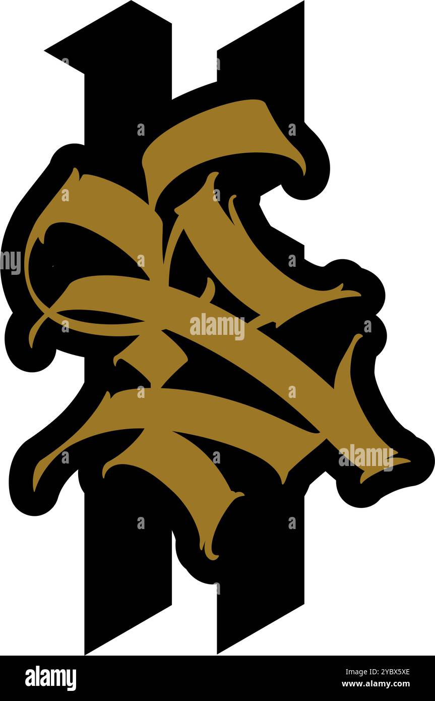 Letter K in graffiti and gothic style. Vector. Graffiti, tag and ...