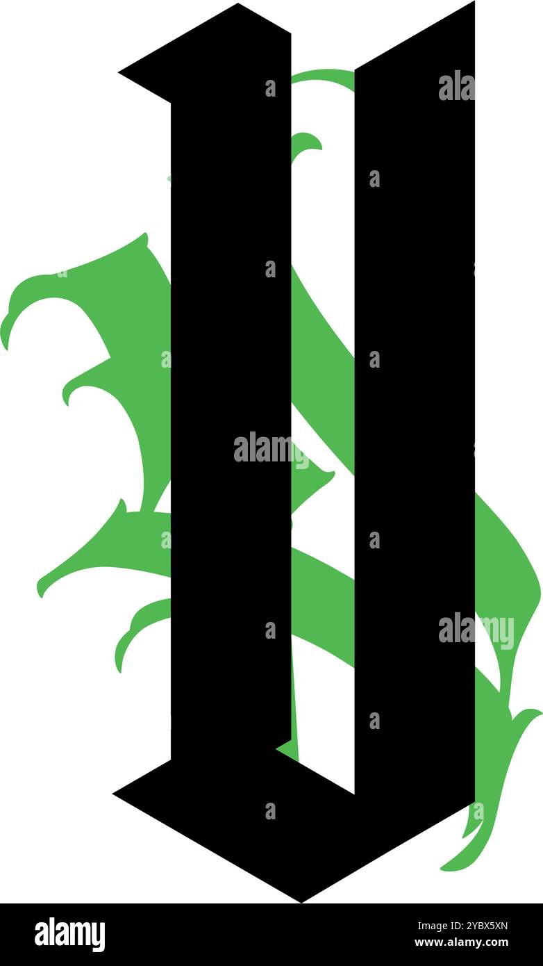Gothic, letter U. Vector. Graffiti, tags in Gothic medieval style ...
