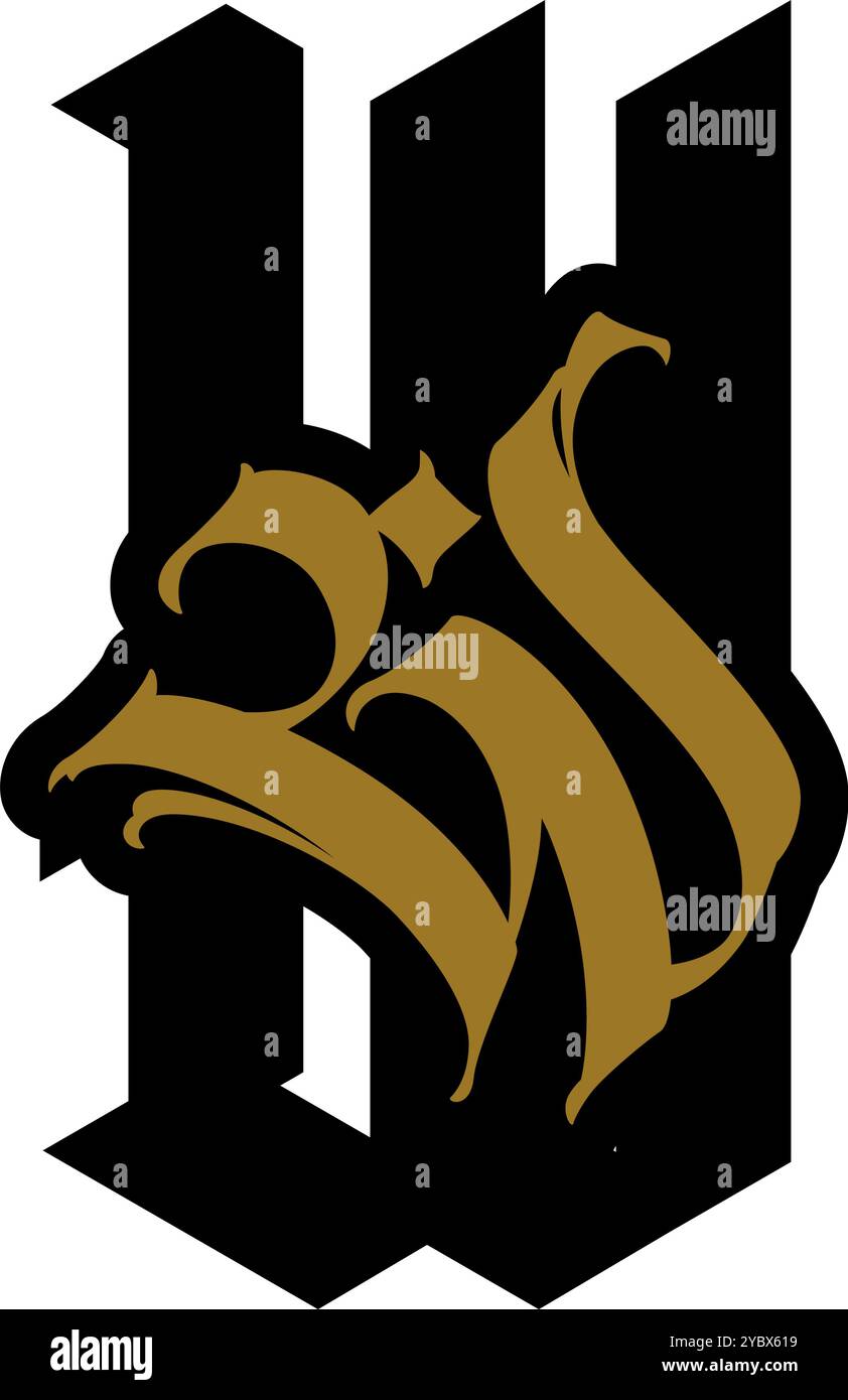 Letter W in graffiti and gothic style. Vector. Graffiti, tag and ...