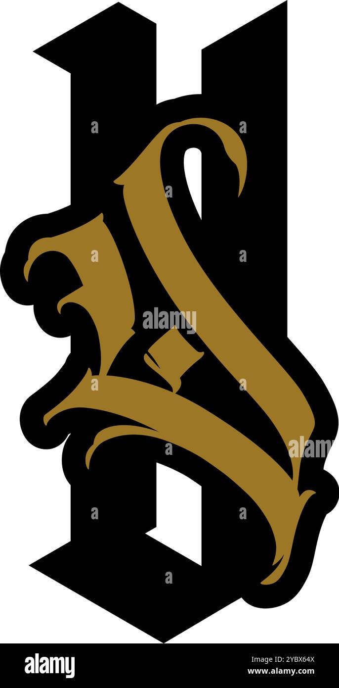 Letter V in graffiti and gothic style. Vector. Graffiti, tag and ...