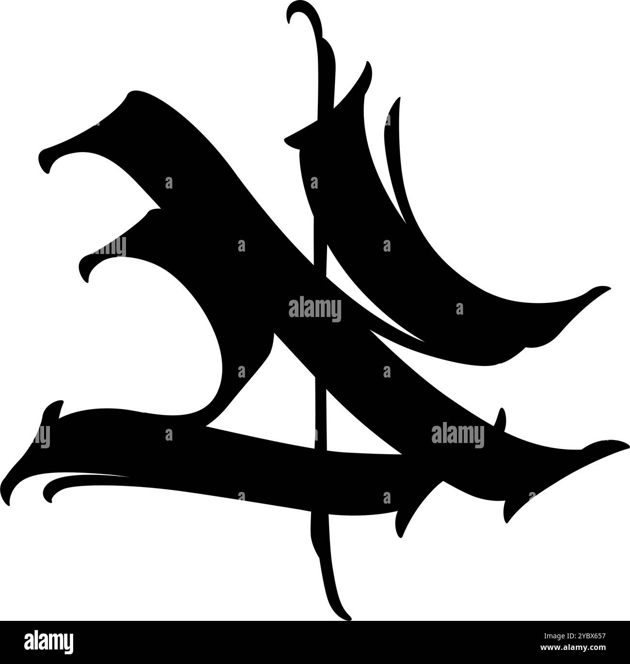 Letter N in graffiti and gothic style. Vector. Graffiti, tag and ...