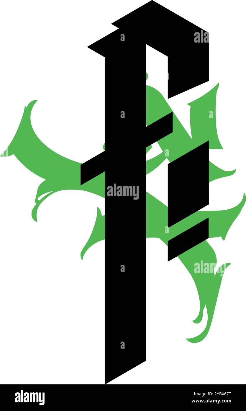 Gothic, letter F. Vector. Graffiti, tags in Gothic medieval style ...