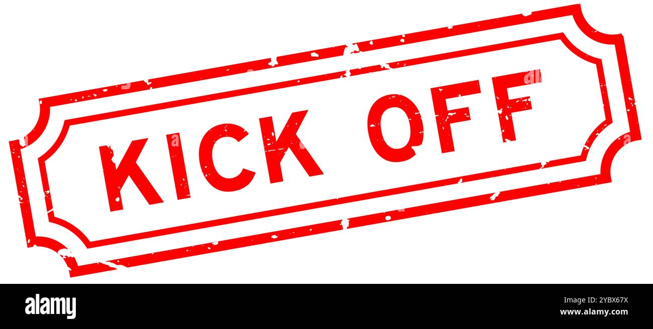 Grunge red kick off word rubber seal stamp on white background Stock ...