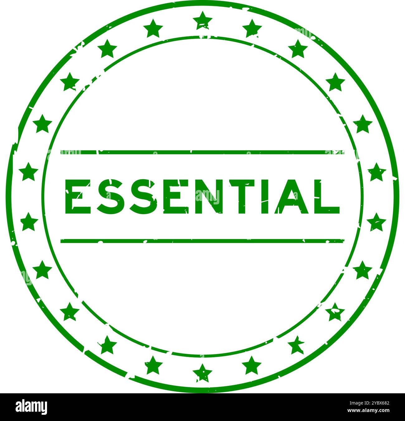 Grunge green essential word round rubber seal stamp on white background ...