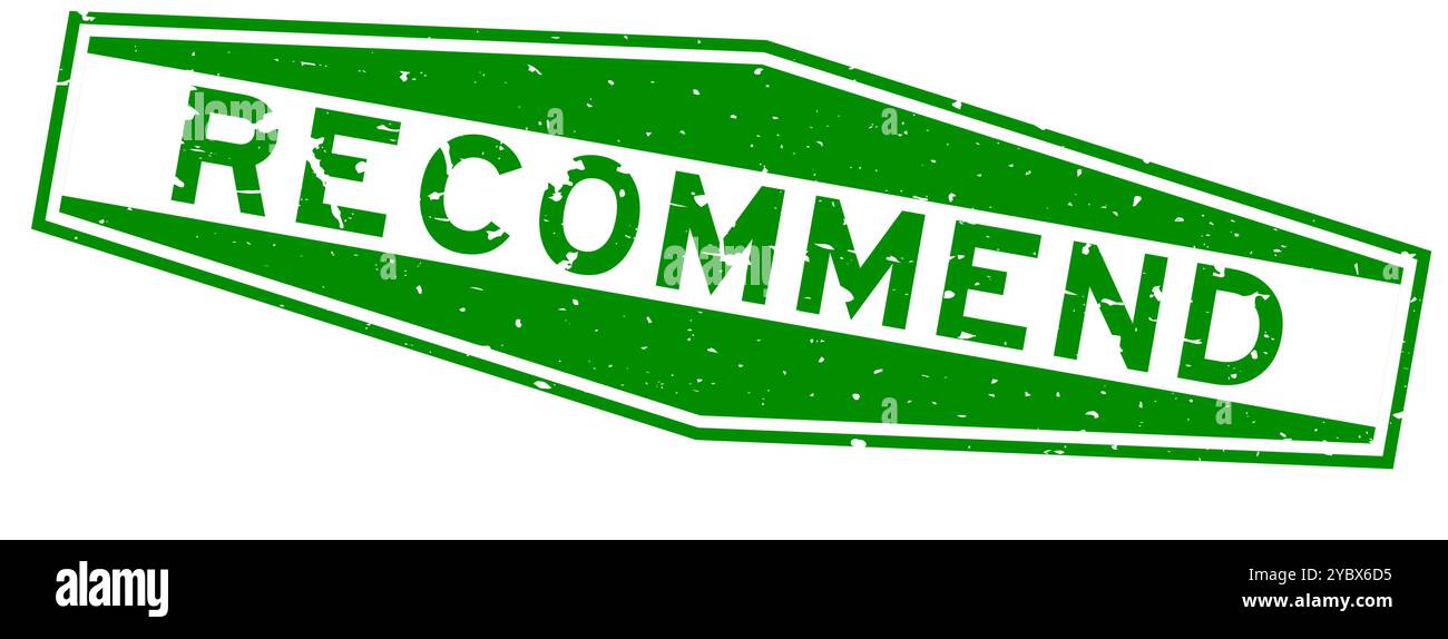 Grunge green recommend word hexagon rubber seal stamp on white background Stock Vector Image ...