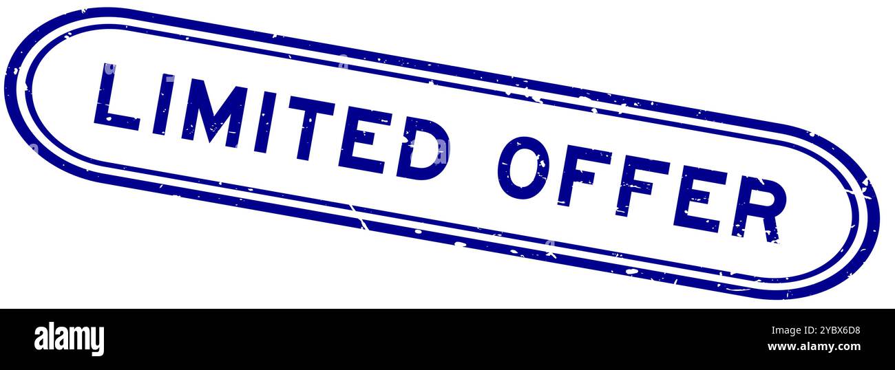 Grunge blue limited offer word rubber seal stamp on white background ...