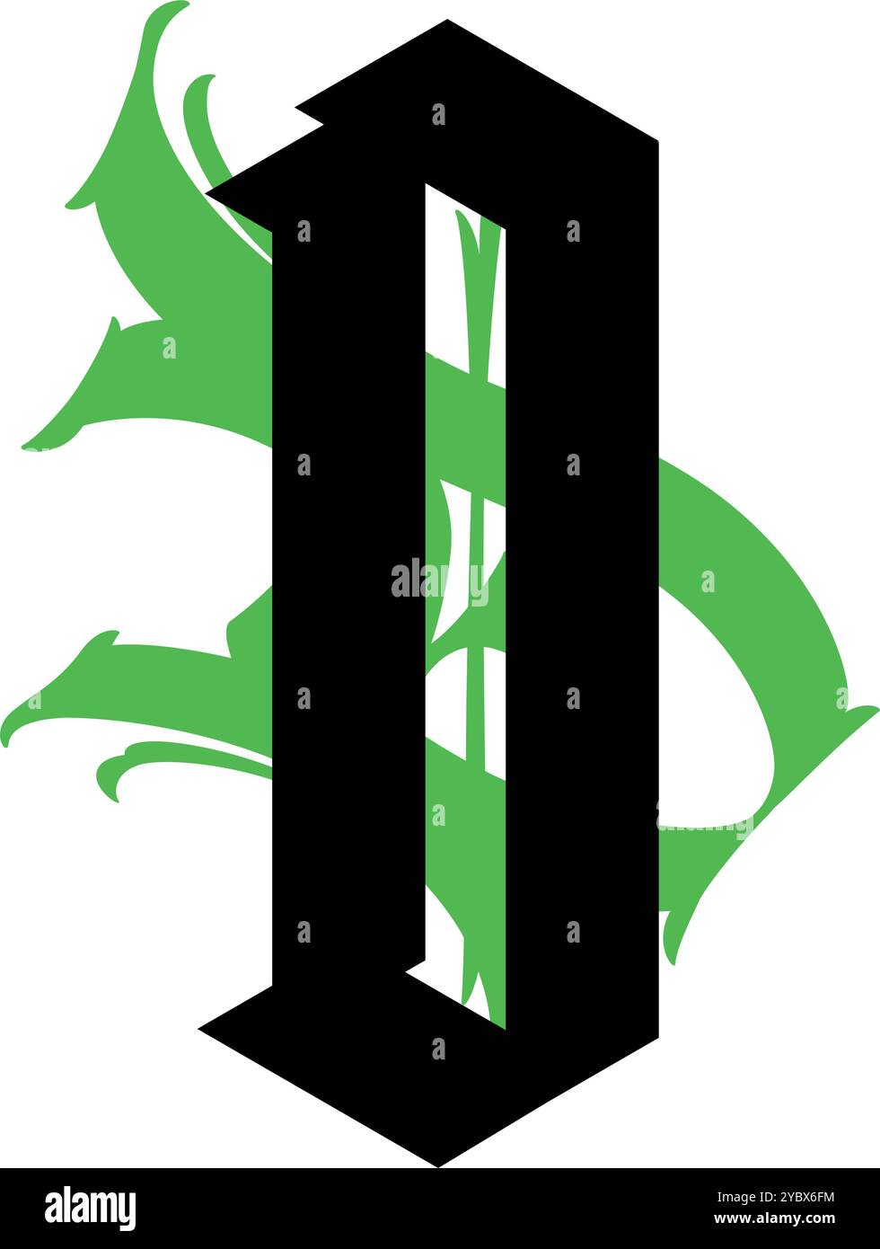 Gothic, letter D. Vector. Graffiti, tags in Gothic medieval style ...