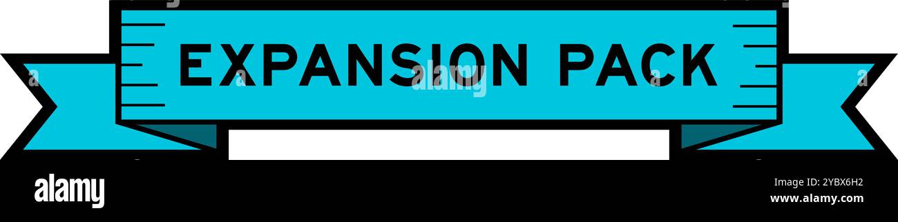 Ribbon label banner with word expansion pack in blue color on white ...