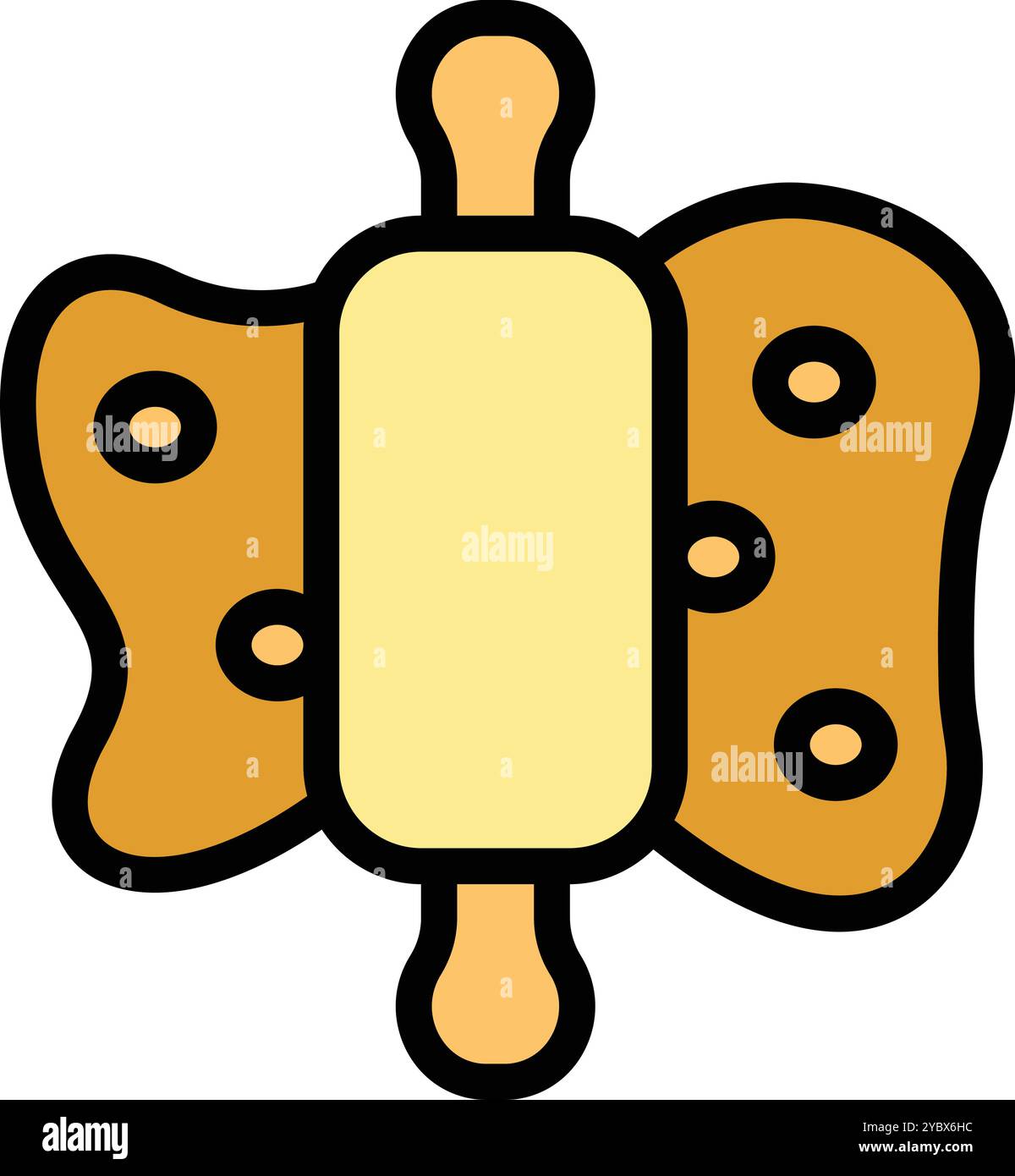 Simple and colorful vector of a rolling pin flattening dough to make ...