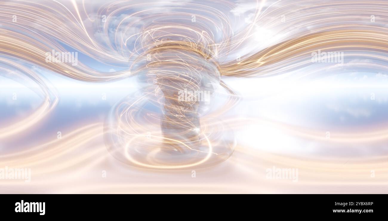 An abstract representation of swirling light and motion, creating a ...