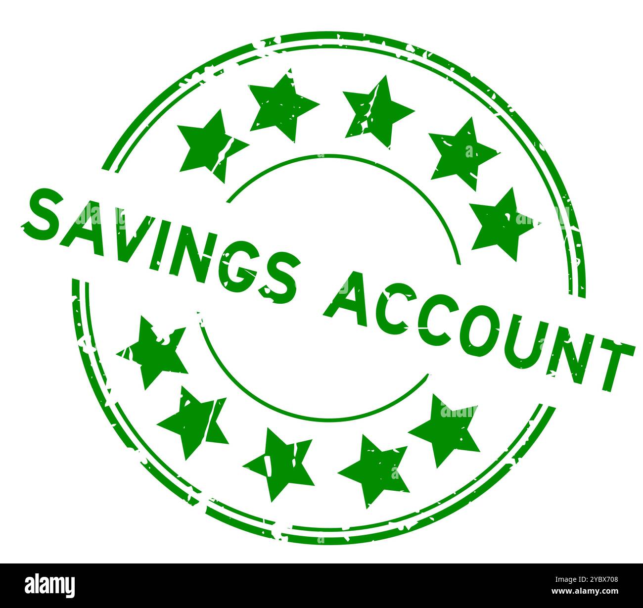 Grunge blue saving account word with star icon round rubber seal stamp ...