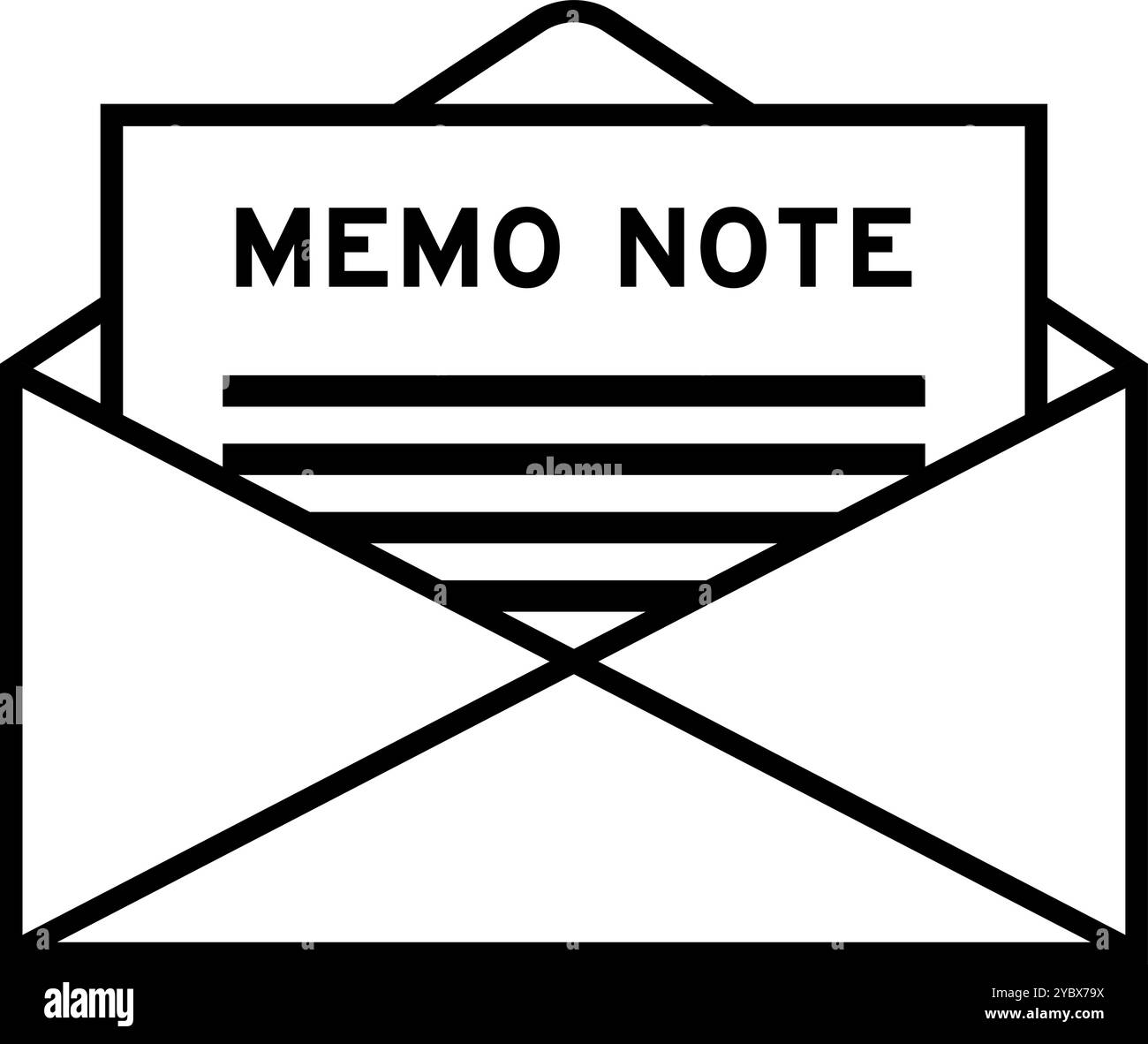 Envelope and letter sign with word memo note as the headline Stock ...