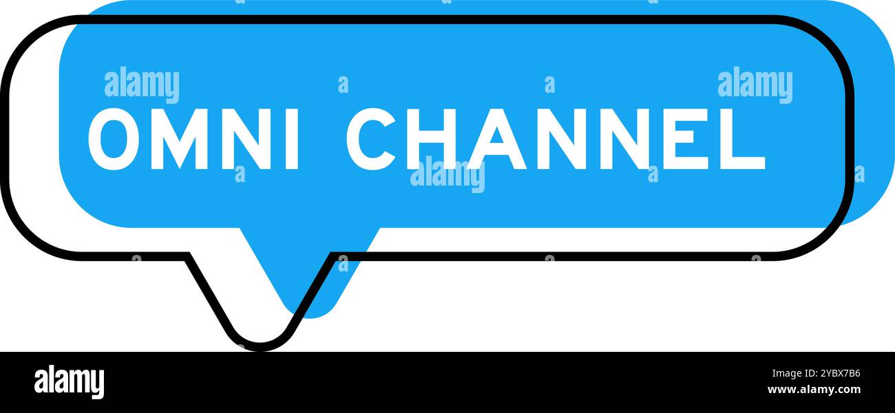 Speech banner and blue shade with word omin channel on white background ...