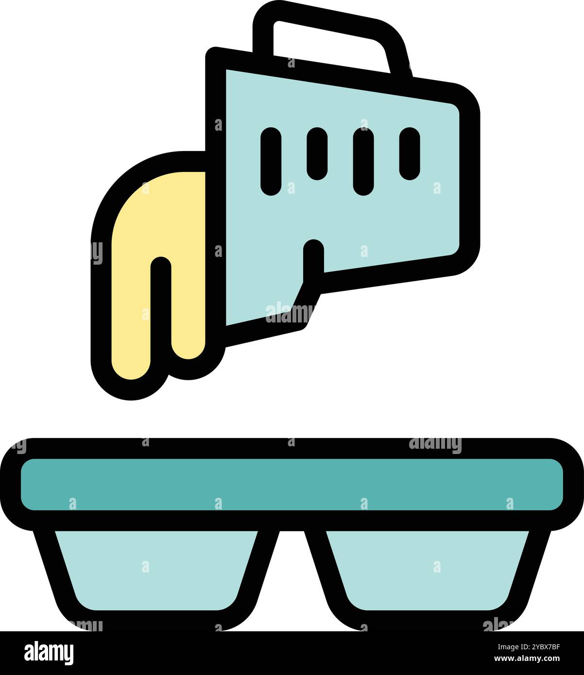 Construction worker pouring concrete mix into mold formwork to create ...