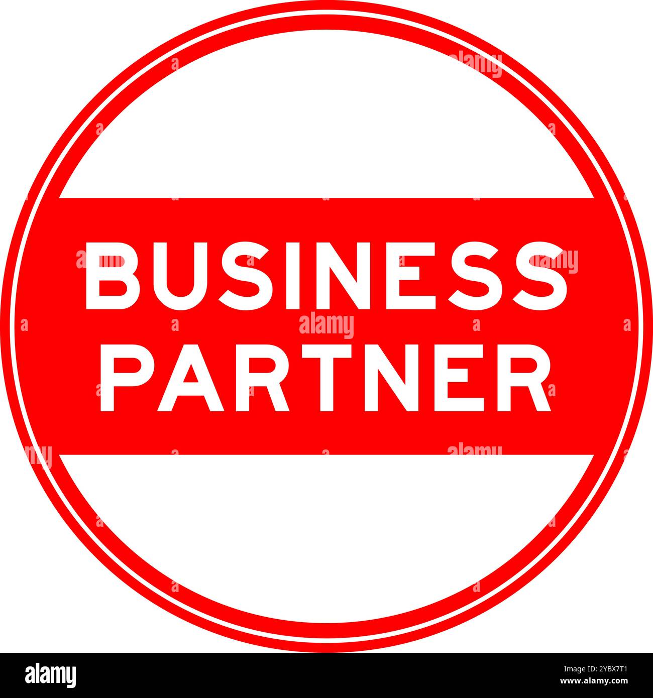 Red color round seal sticker in word business partner on white ...