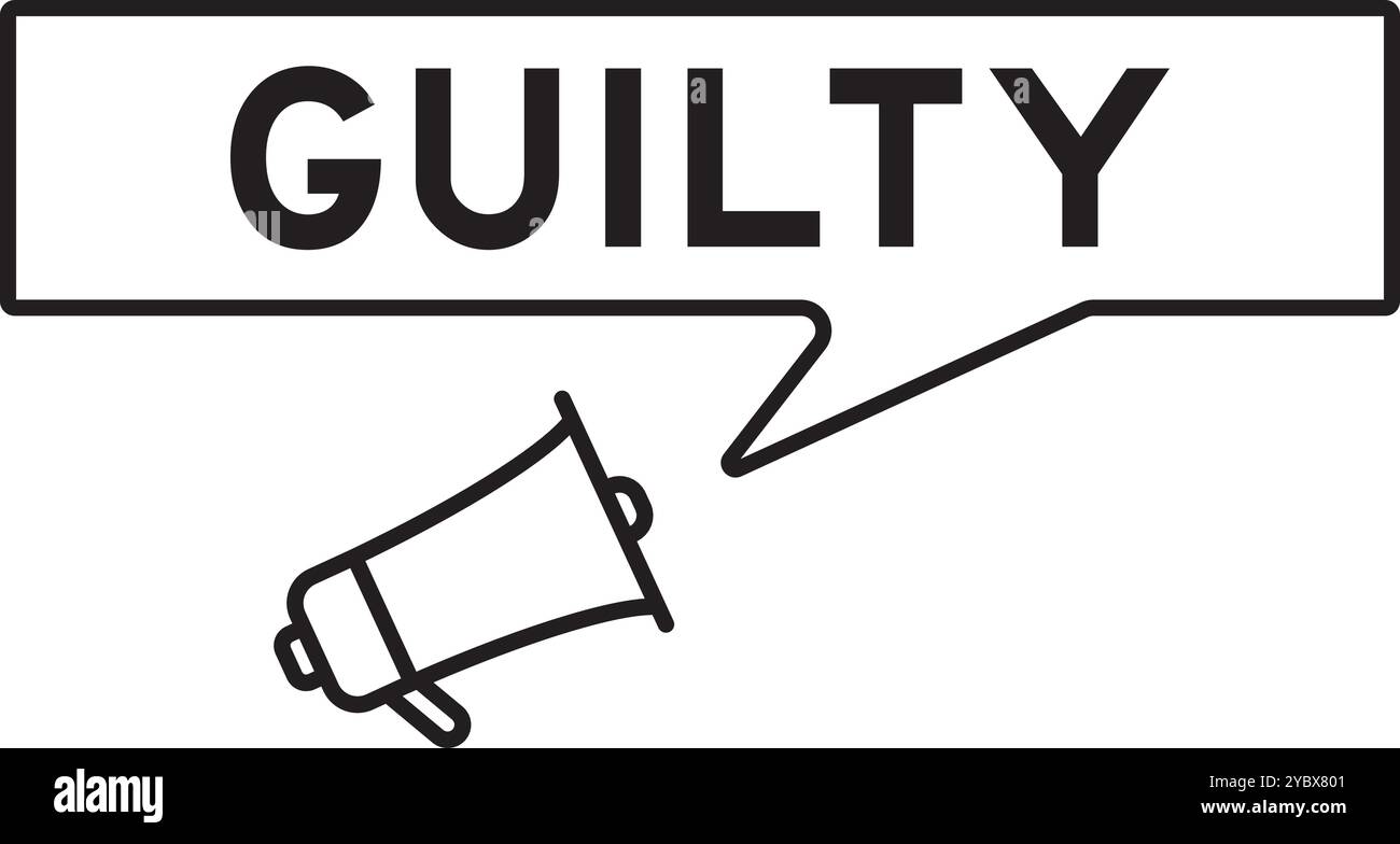 Megaphone icon with speech bubble in word guilty on white background ...