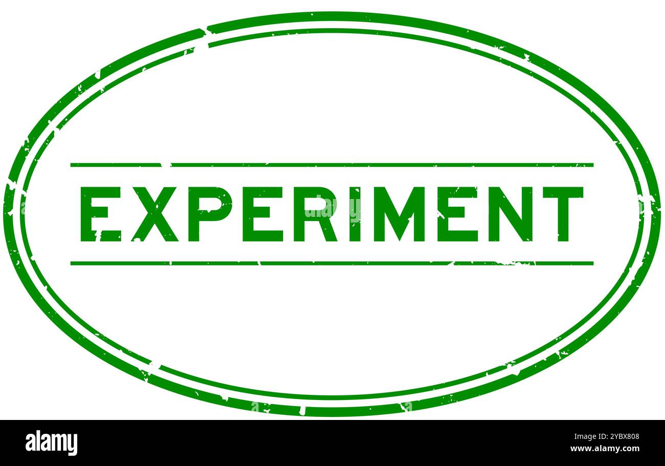 Grunge green experiment word oval rubber seal stamp on white background ...