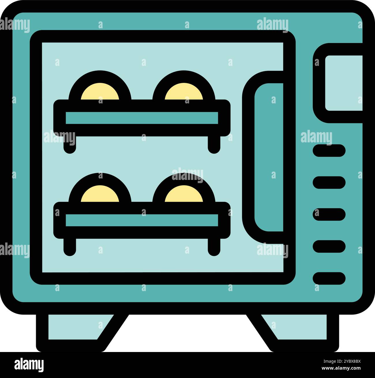 Simple outline color icon representing a modern electric oven baking ...