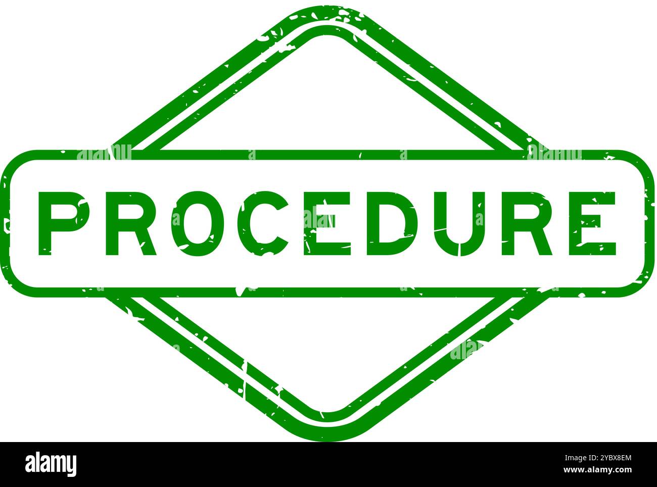 Grunge green procedure word rubber seal stamp on white background Stock ...