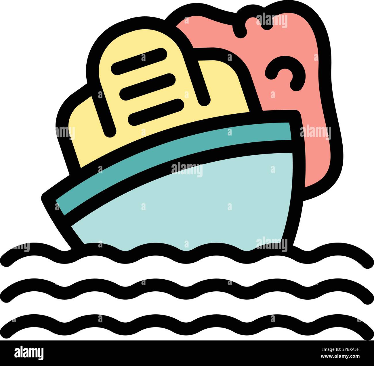 Cruise ship sinking in ocean waves icon, outline style Stock Vector ...