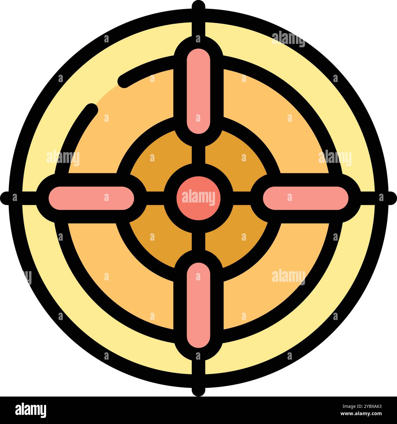 Colorful icon representing a crosshair focusing on the center of a ...
