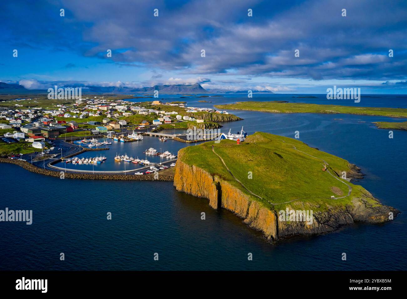 Iceland, Vesturland region, Snaefellsnes peninsula, Aerial view of the ...