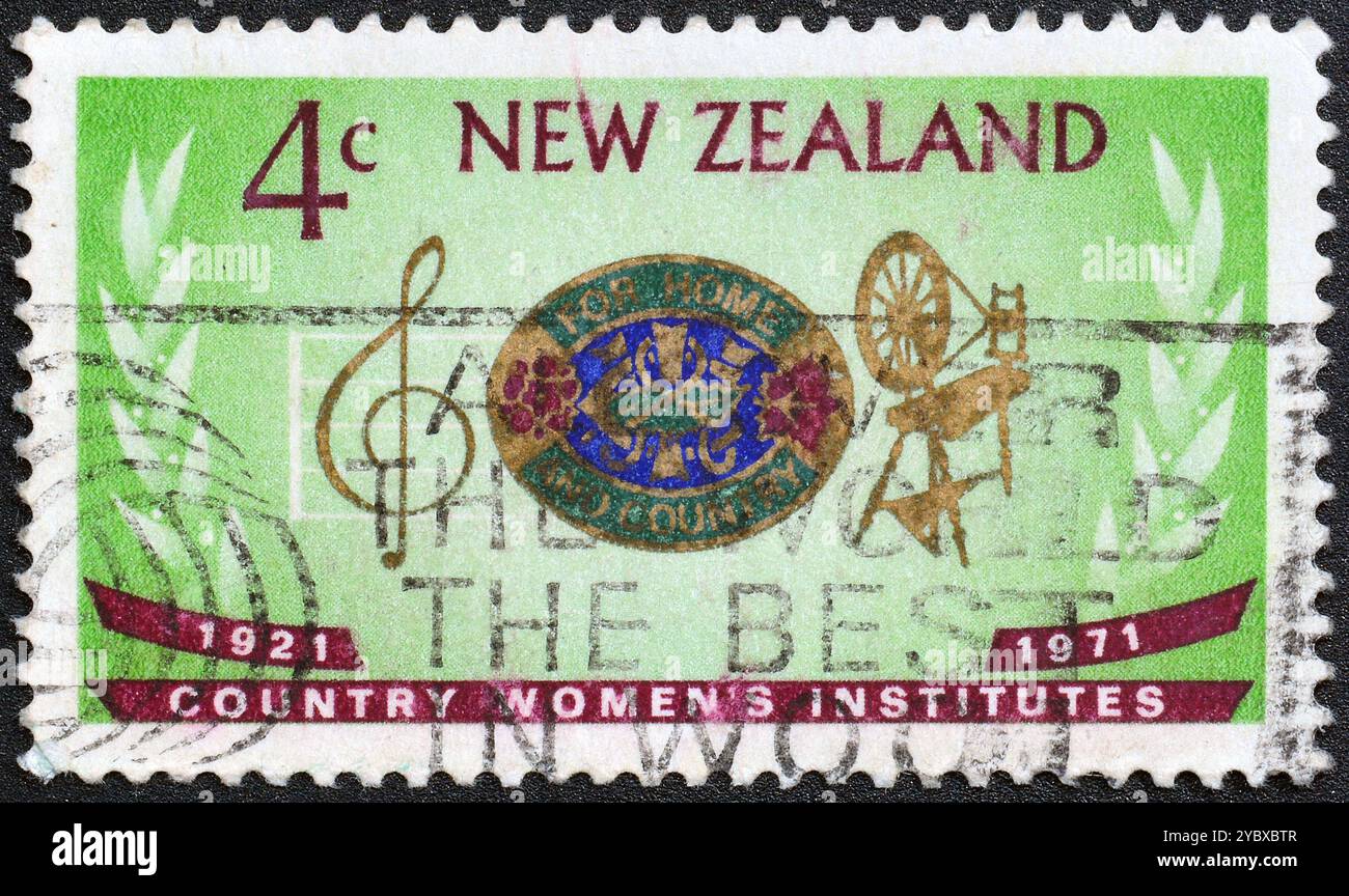 Cancelled postage stamp printed by New Zealand, that shows Country ...