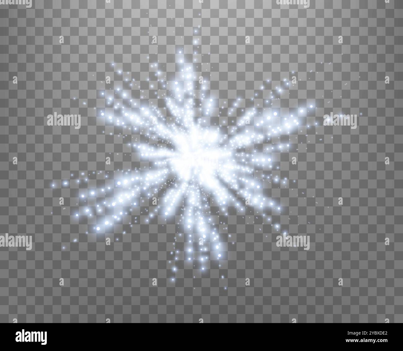 Blue sunlight lens flare, sun flash with rays and spotlight. Glowing burst explosion on a ...