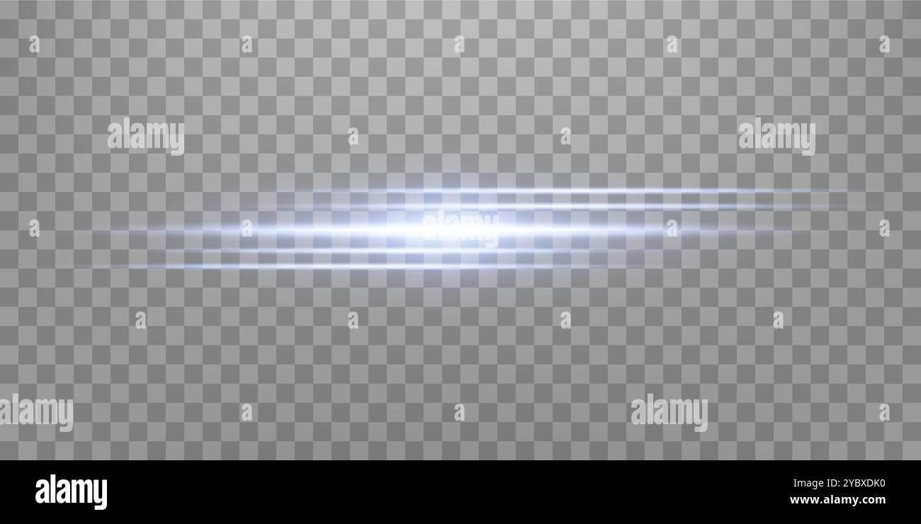 Blue horizontal lens flare. Isolated on transparent background. Sun ...