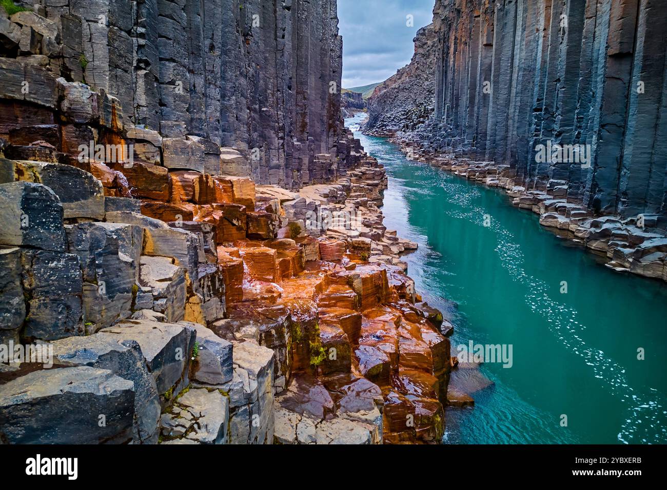Iceland, Austurland province, Egilsstadi, Studlagil Canyon, basalt ...