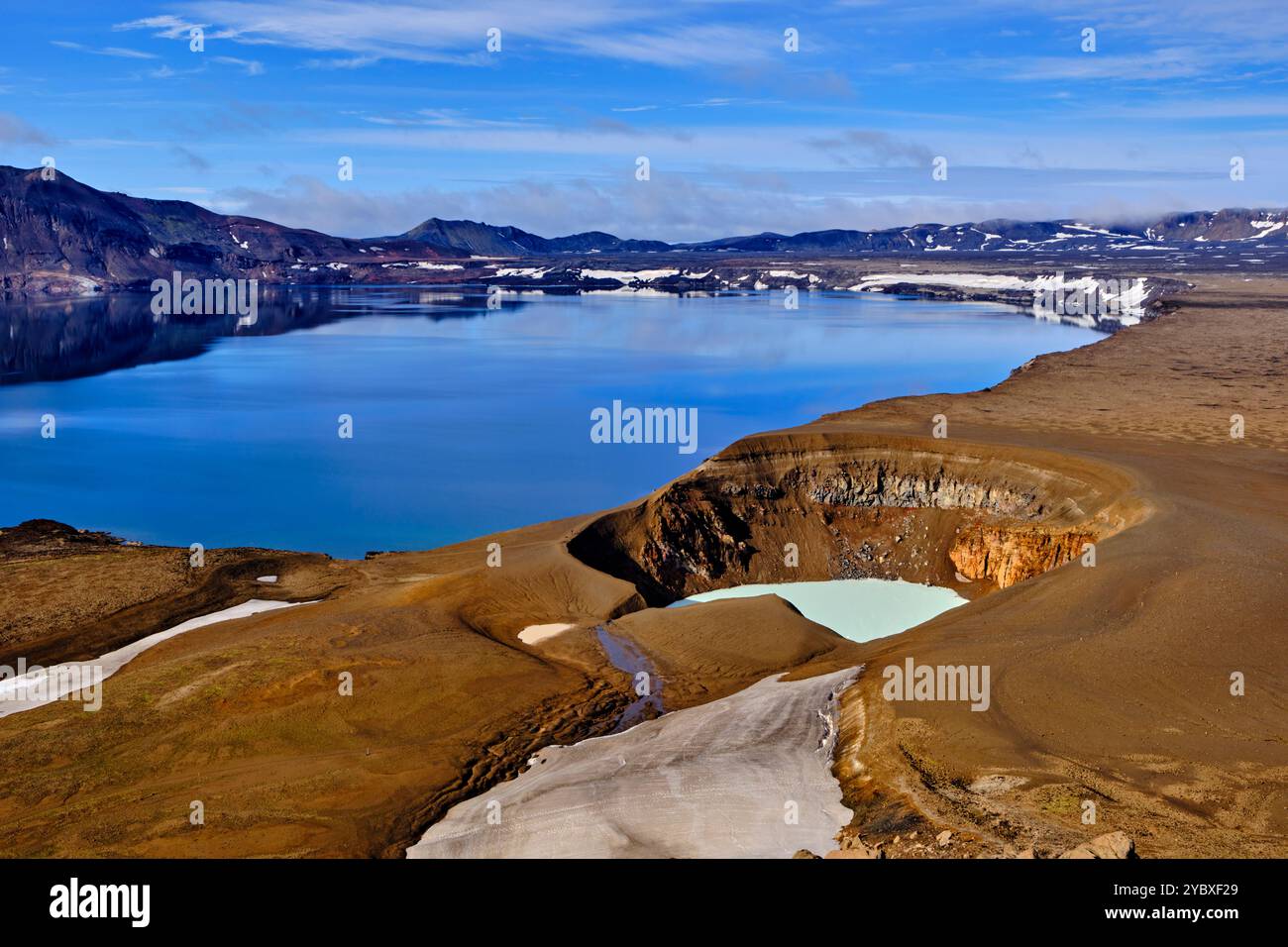 Iceland, Nordurland Eystra, Askja, Viti crater and Oskjuvatn lake Stock ...