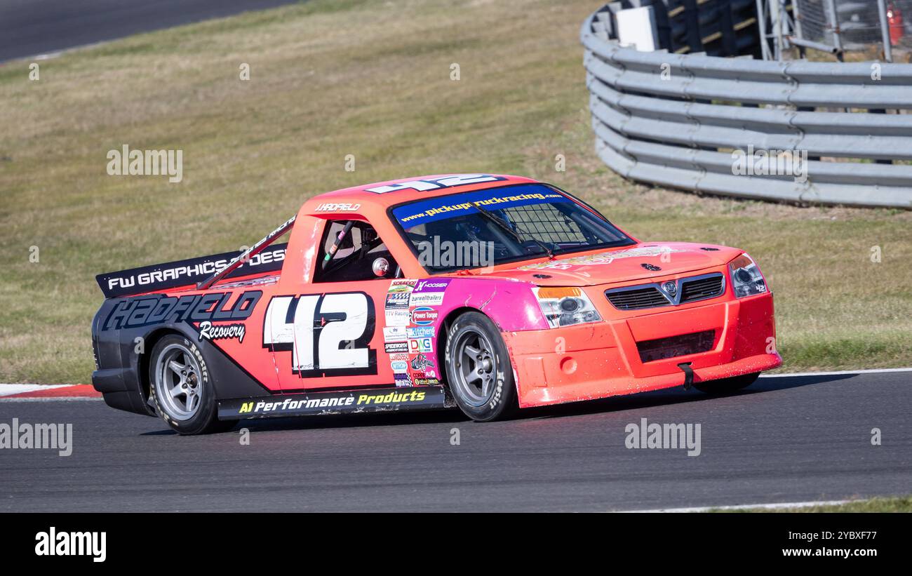 Jonathan Hadfield competing in the 2024 British Pick-Up Truck Racing ...