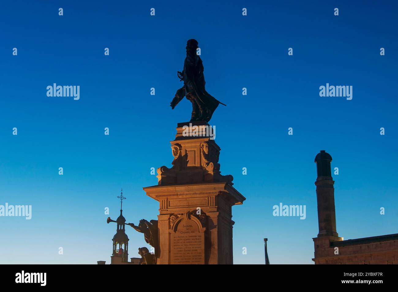 the historic landmark Samuel de Champlain Monument in old Quebec City ...
