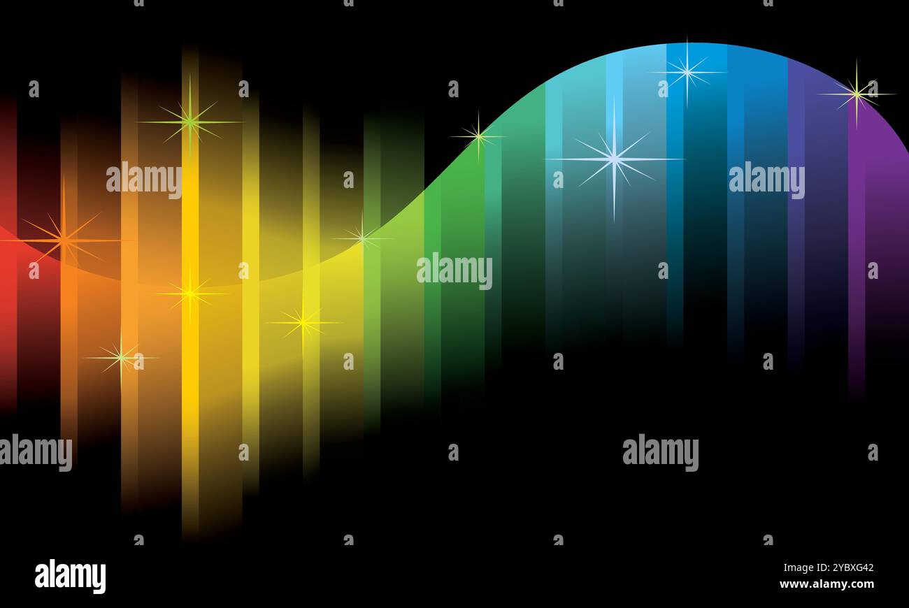 Colorful background with a wavy pattern and shimmering stars Stock ...