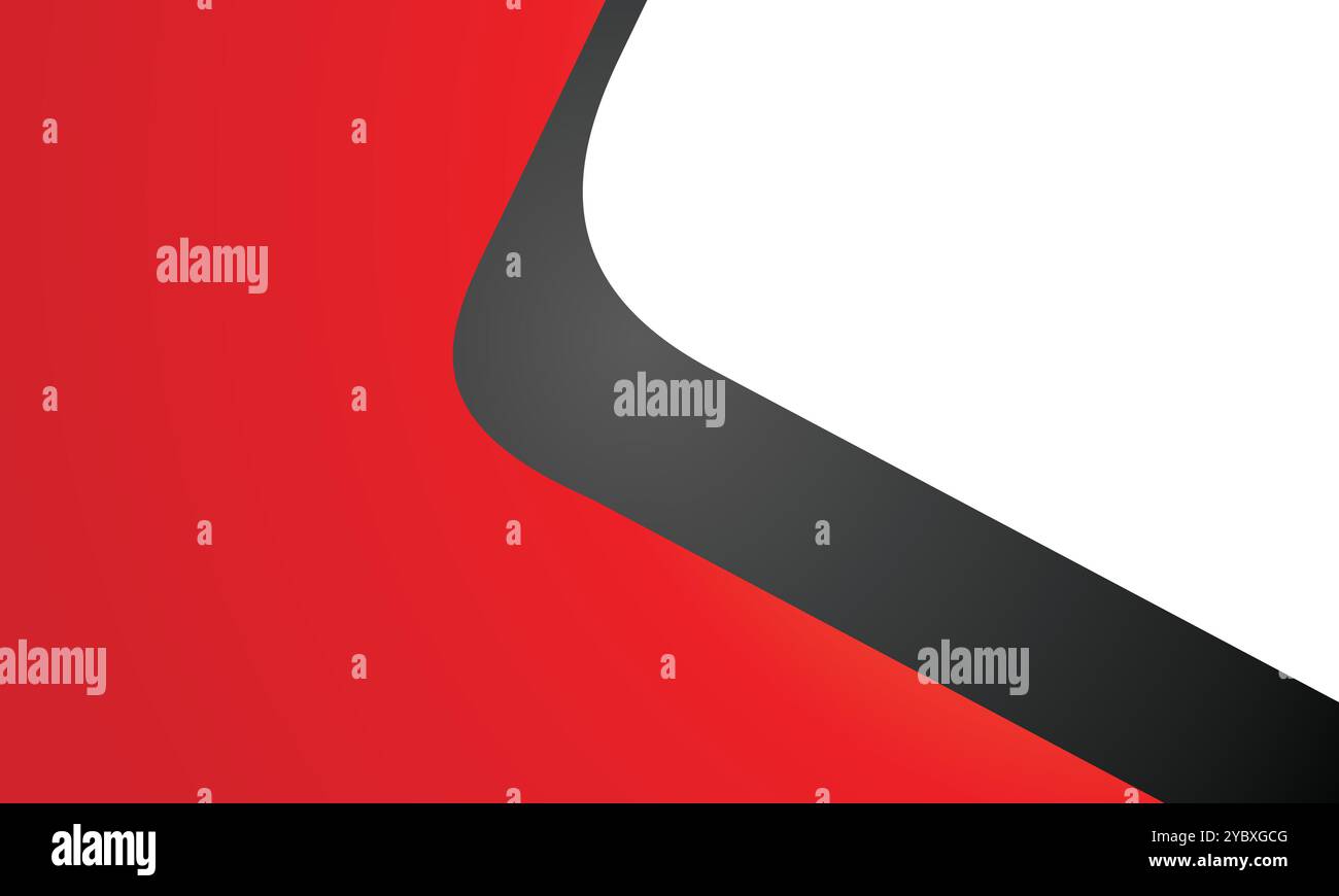 A bold abstract background featuring a dynamic red shape with a black ...