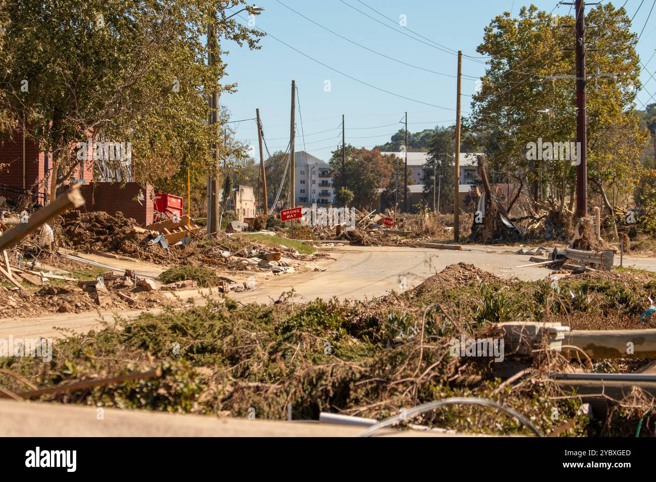 Biltmore Village, United States. 17 October, 2024. Trash and debris ...