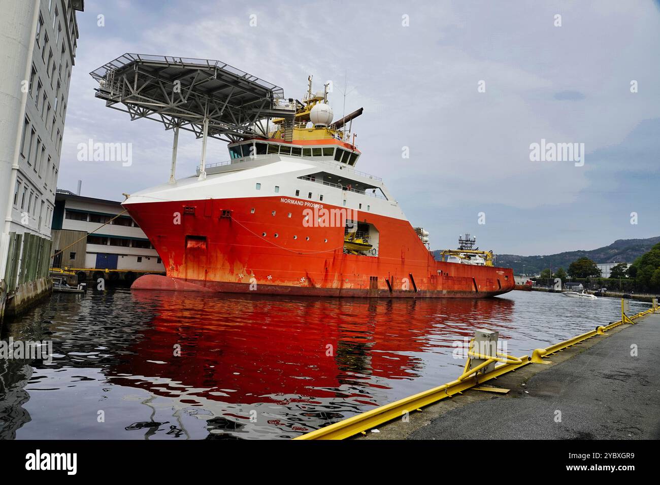 Bergen, Norway 8th September, 2024 An oil rig supply ship docked in ...