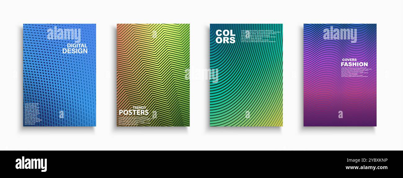 Collection of bright color abstract layout posters, templates, placards ...