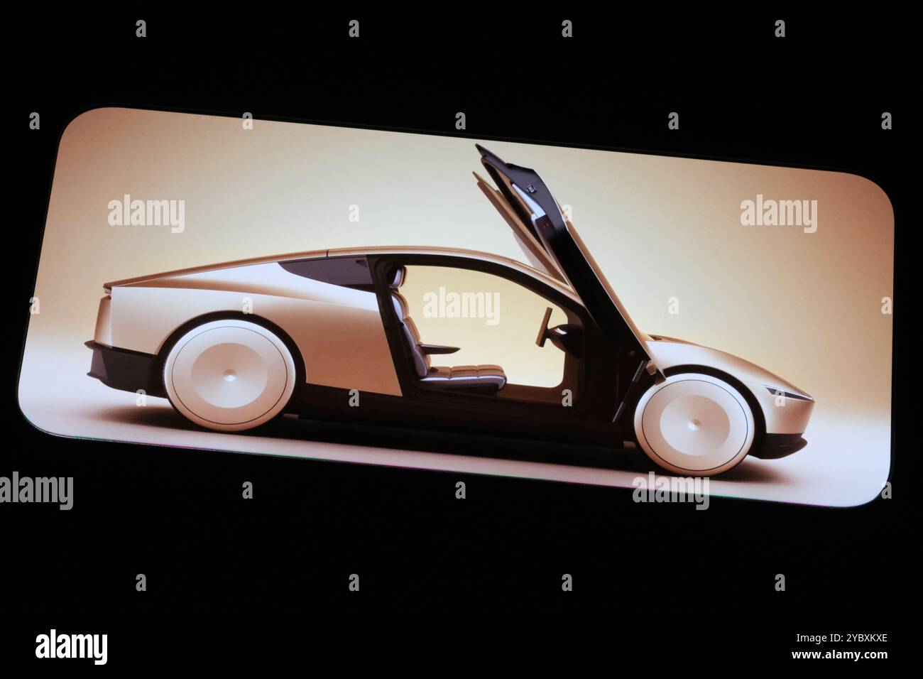 Shanghai,China-Oct.20th 2024:Tesla robotaxi Cybercab car on phone ...