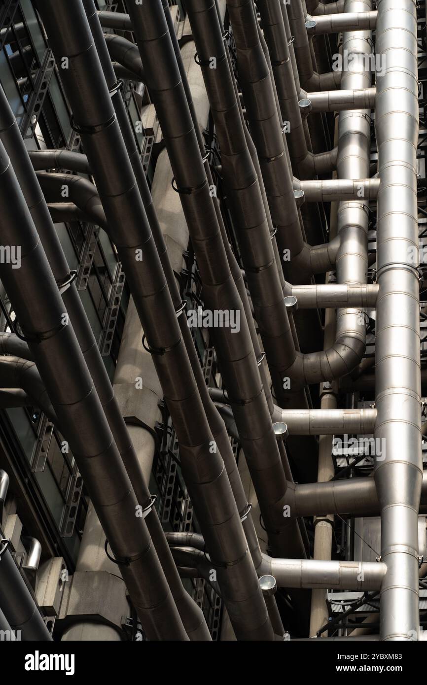 Industrial Metallic Pipes on Building Exterior - Urban Architectural ...