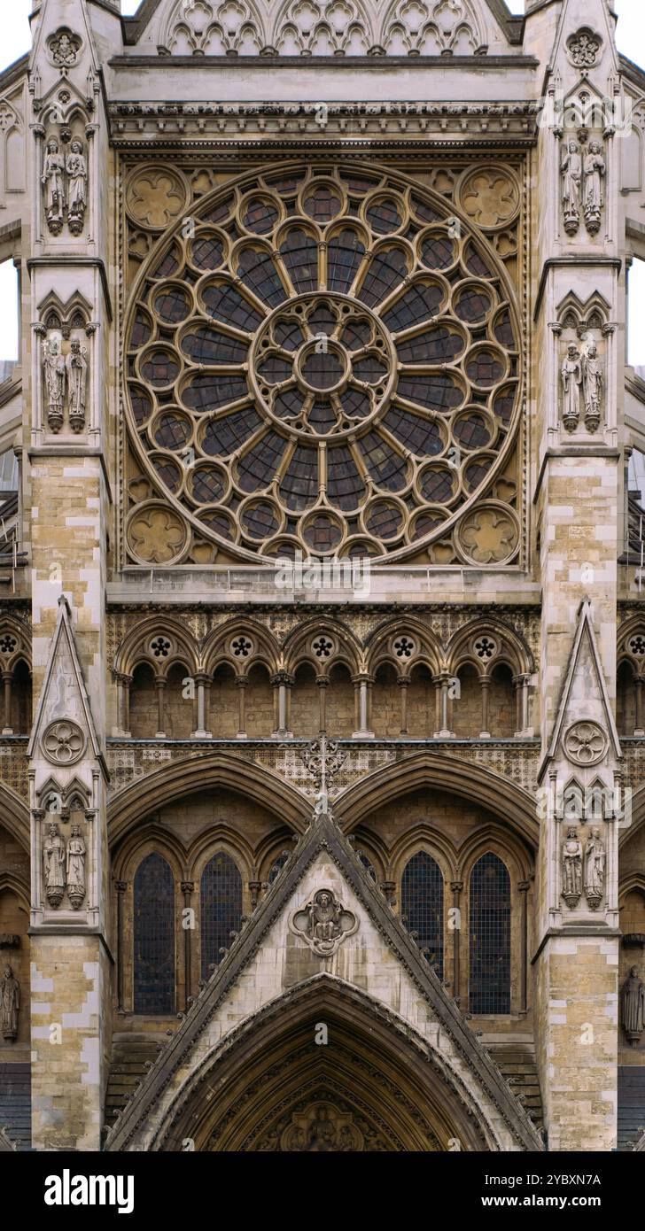 Gothic Rose Window Facade with Intricate Stone Sculptures Stock Photo ...