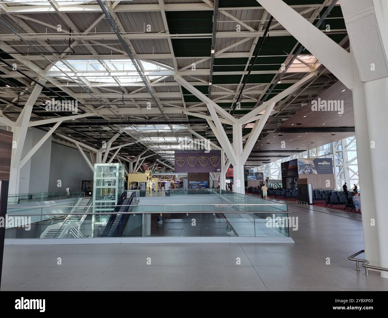 Interior view of departure hall in terminal of Ercan International ...