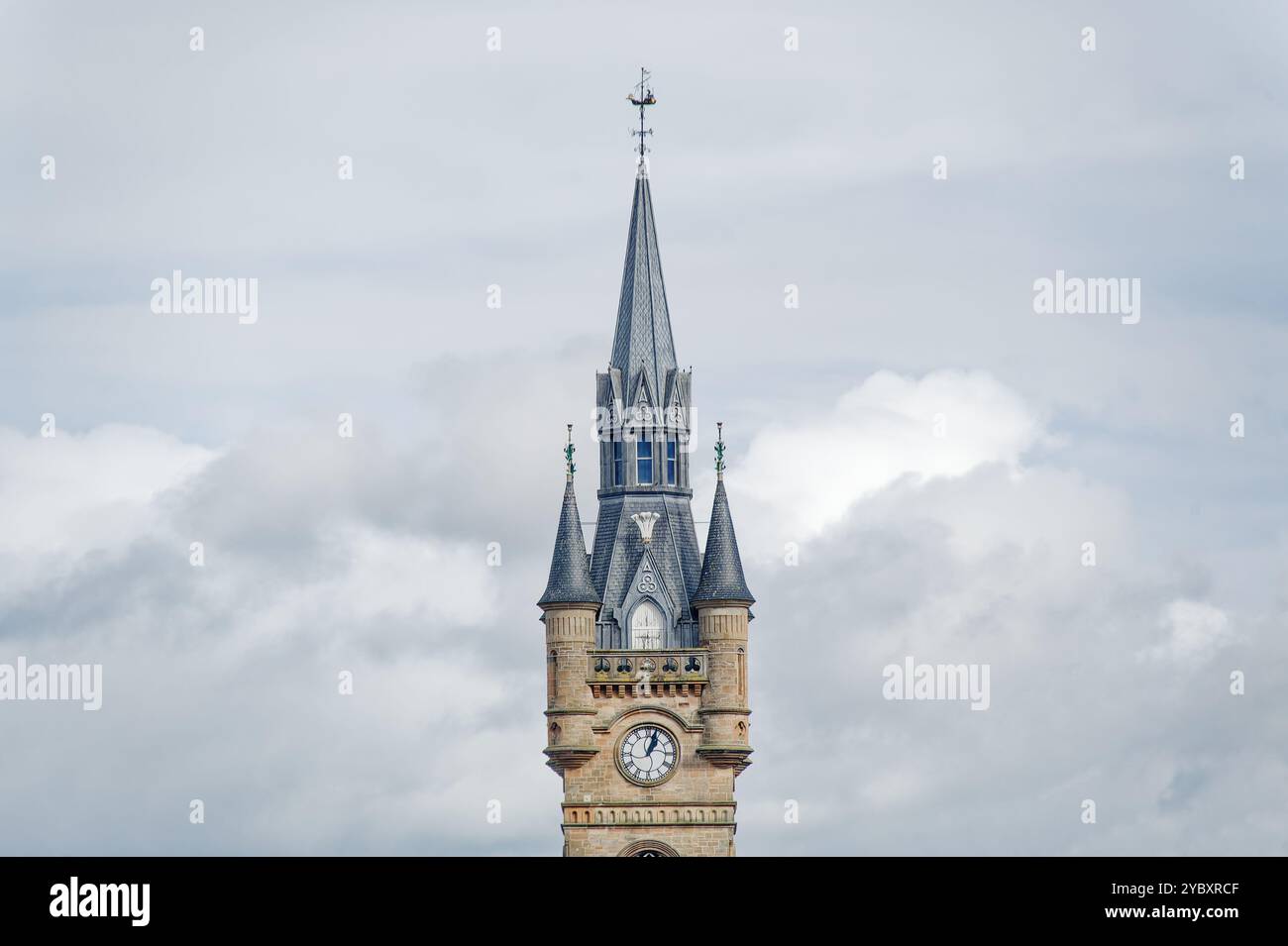 Clock Steeple Tower at victorian town hall in Renfrew, UK Stock Photo ...