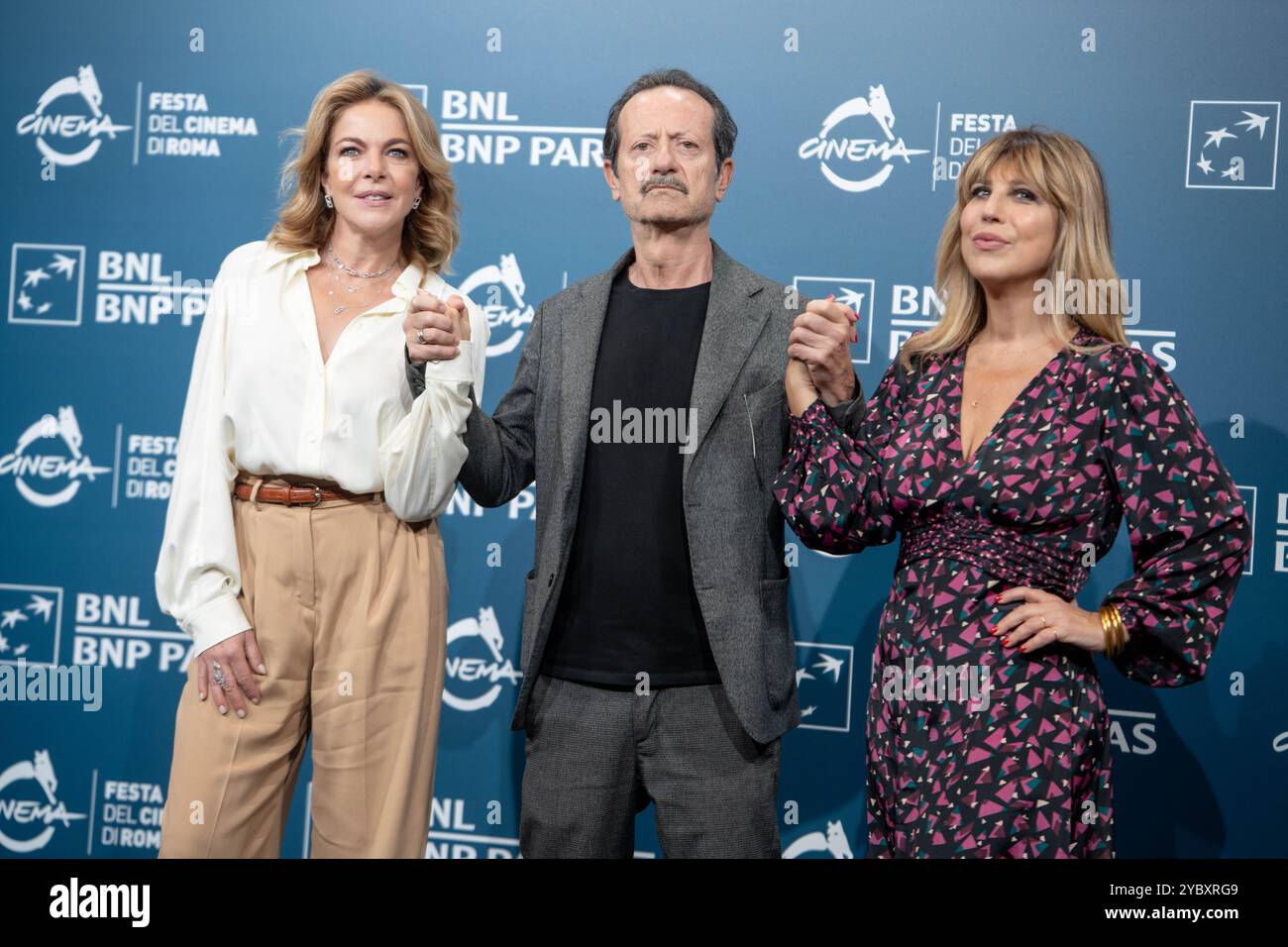 Claudia Gerini, Rocco Papaleo, and Michela Andreozzi attend the ''100 ...