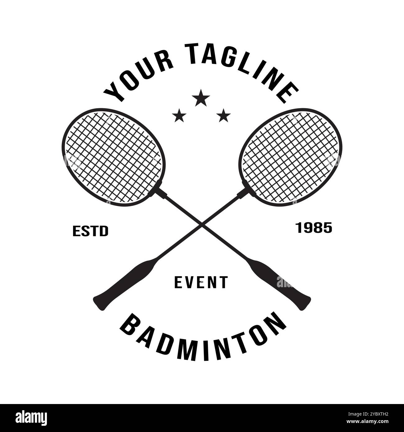 Vintage Retro Cross Badminton Racket Design Simple design logo, for ...