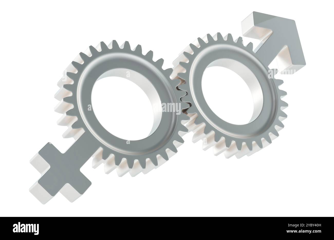 Gears with female and male symbols. Relationships between man and woman ...