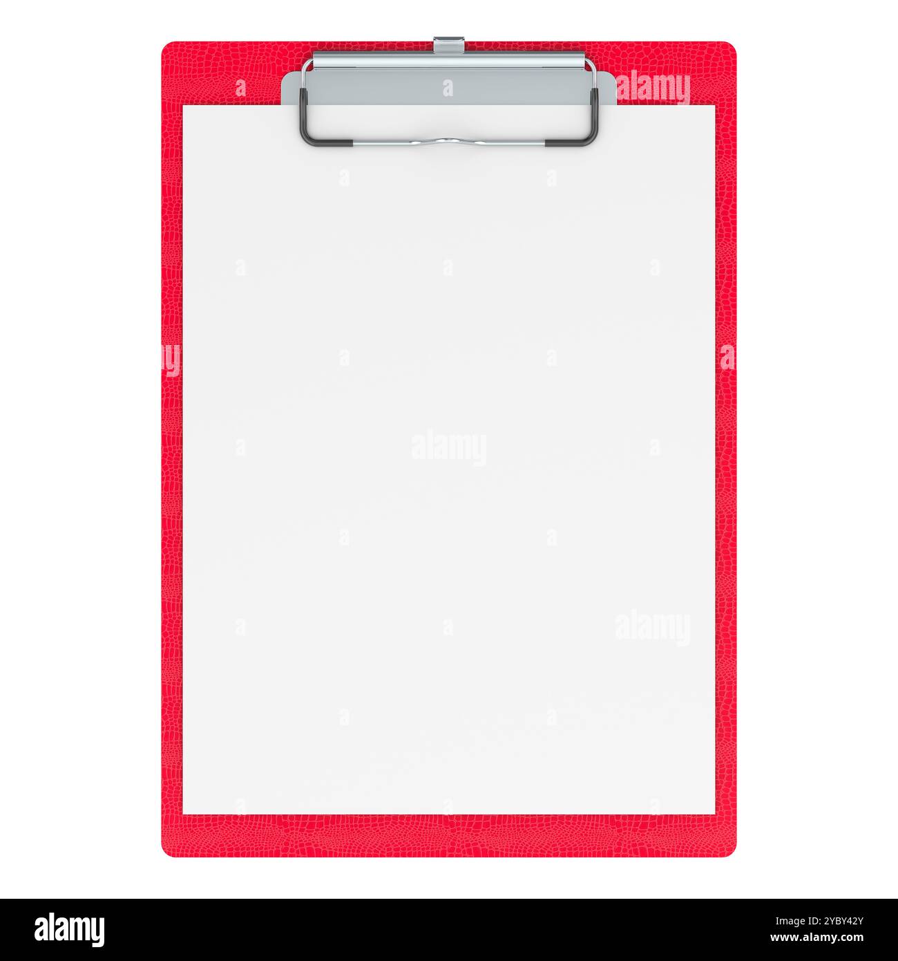 Red Clipboard with blank A4 paper mockup, front view. 3D rendering ...