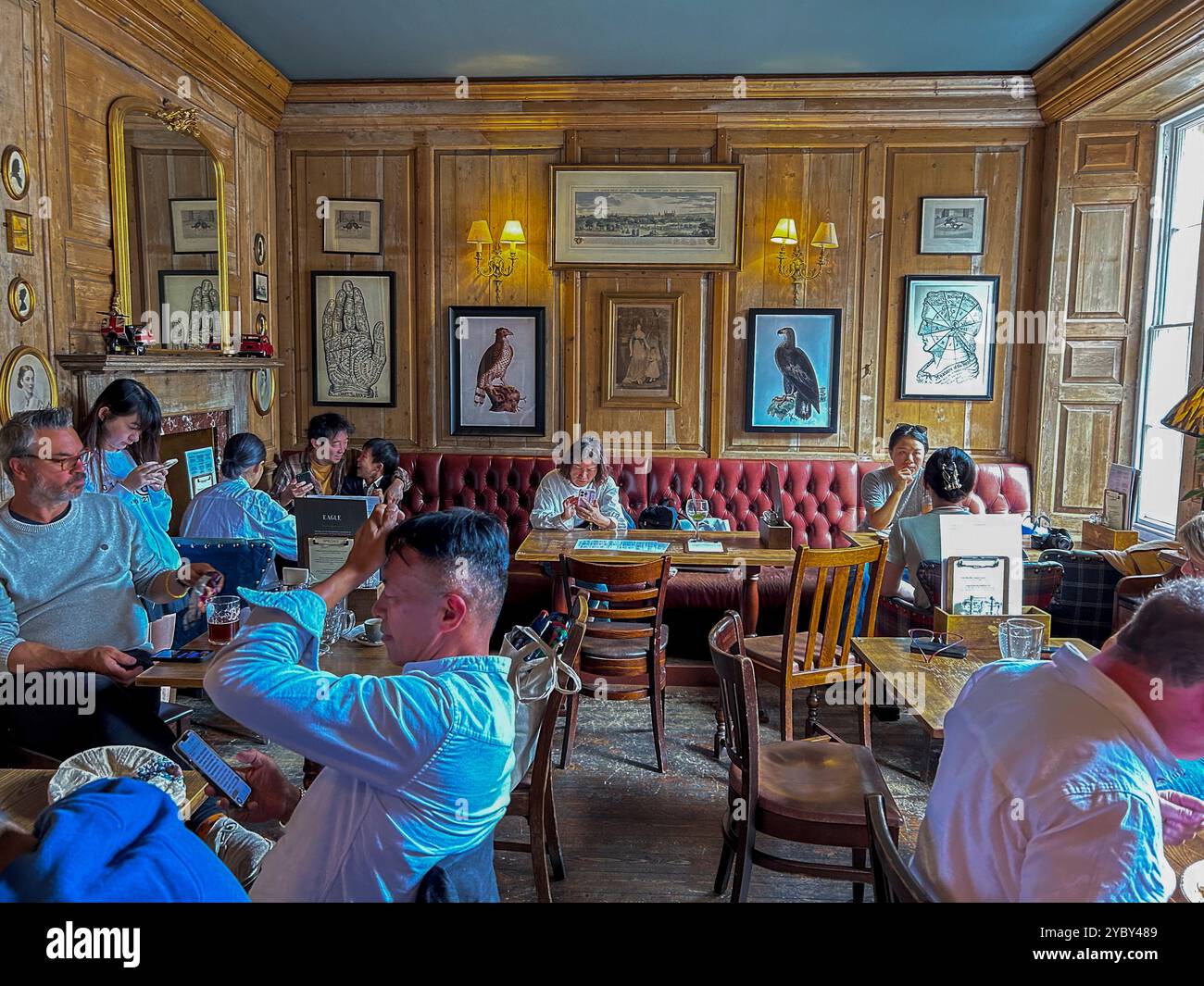 Cambridge, England, Crowd People, Sitting at Tables, Sharing Drinks ...